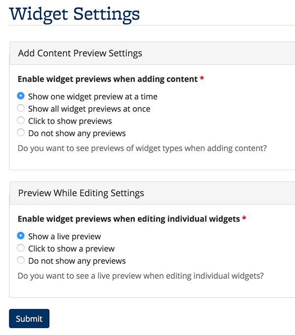 Widget Previews | Open Berkeley